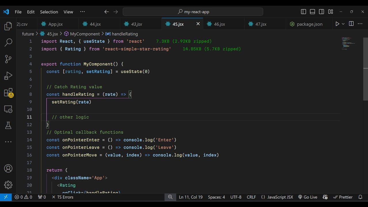 Build a React.js Ecommerce Product Star Rating Component Using react-simple-star-rating in JSX