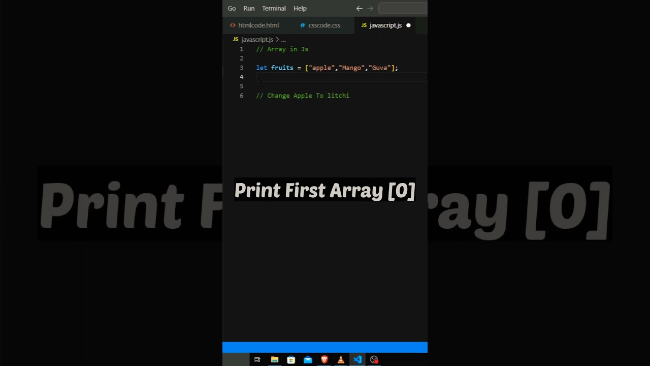 Print First Element Of Array In Js || How To print An Array #shorts #alanwalker #javascript #coding