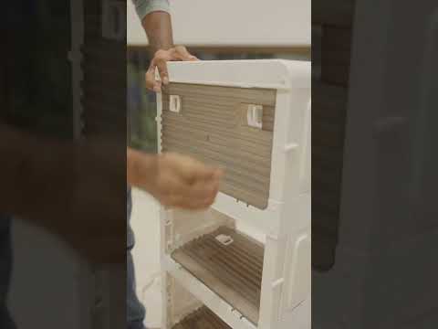 Room Organiser For Storage Containers with Lids and Magnetic Doors, Stackable Plastic Storage Boxes