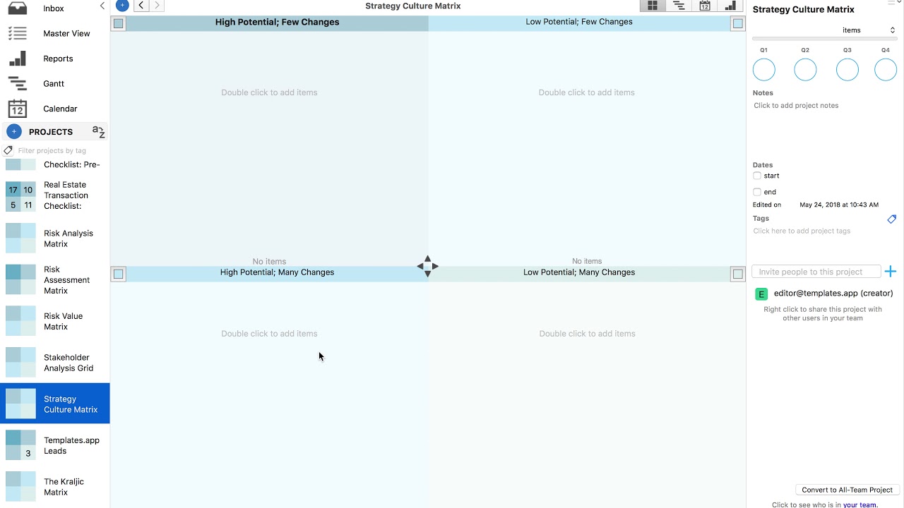 Templates.app Strategy Culture Matrix