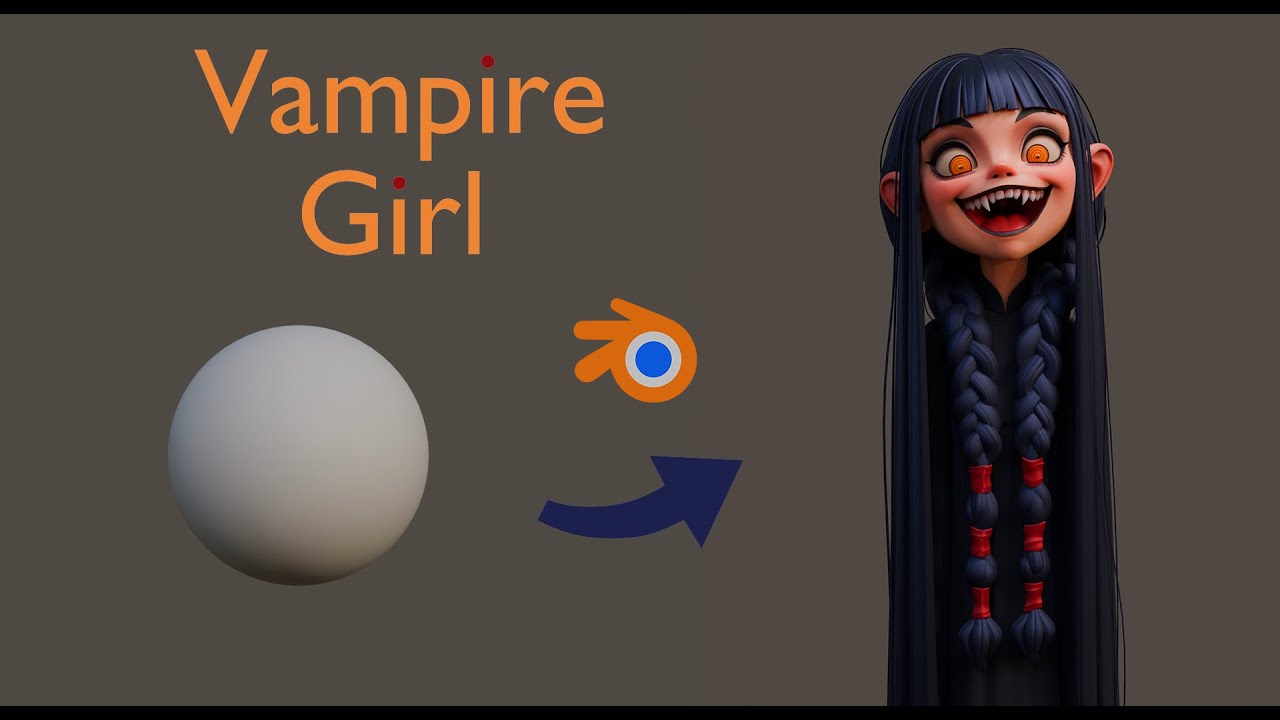 Blender stylized Vampire Girl sculpting timelapse.