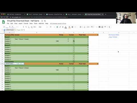 Virtual Pub Trivia - Setting up Team Sheets and Host Sheet
