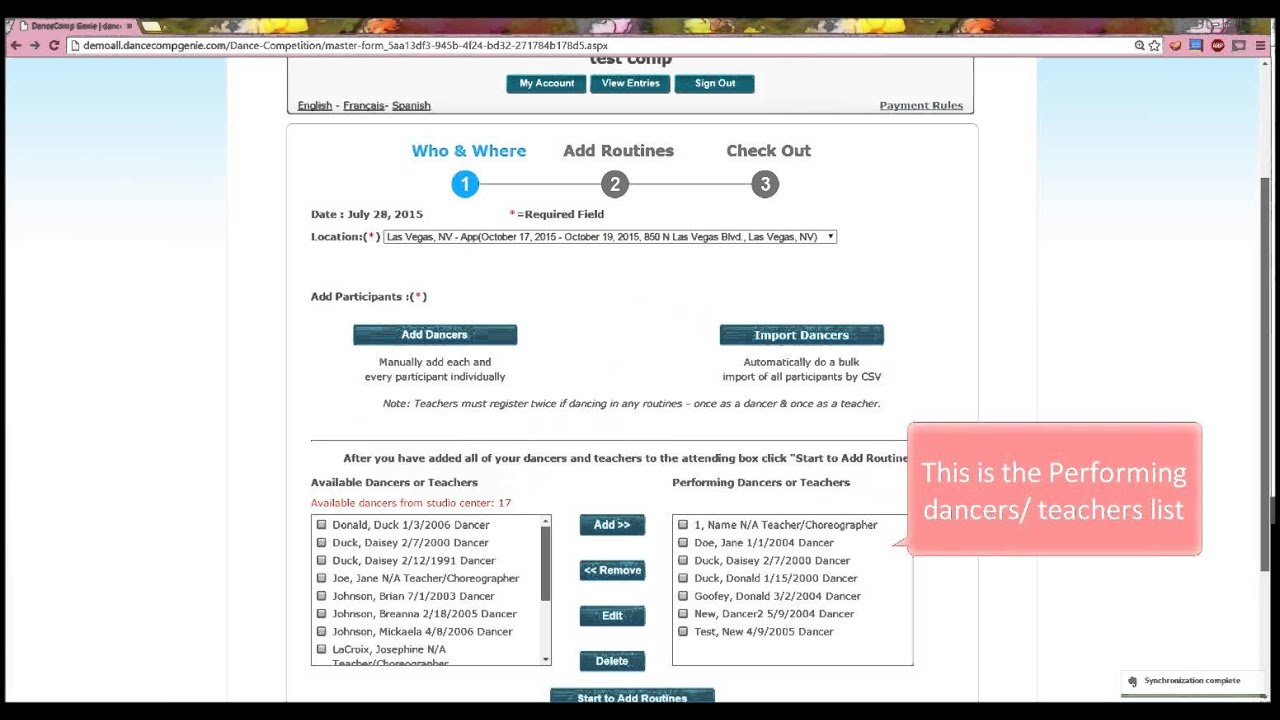 COMPETITION REGISTRATION FOR STUDIOS