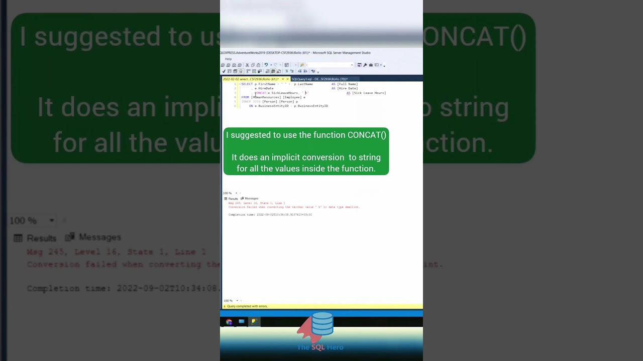 Say what??🤯 #sql #concat #dataengineering #datascience #string #dataanalytics #sqlserver  #data