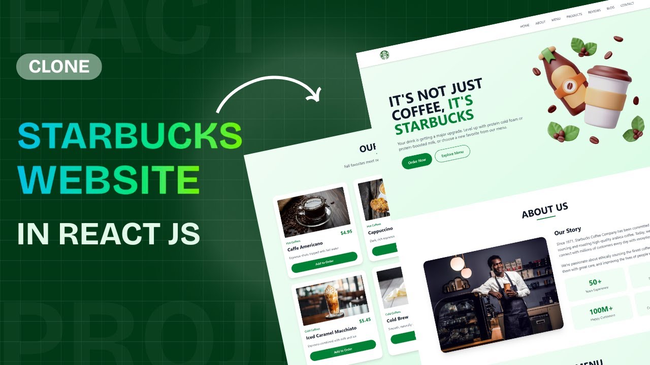 How To Make a Responsive Starbucks Website Design in React JS | React Project Tutorial