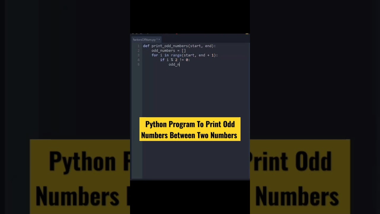 Python Program To Print Odd Numbers Between Two Numbers #shorts #python #coding #programming