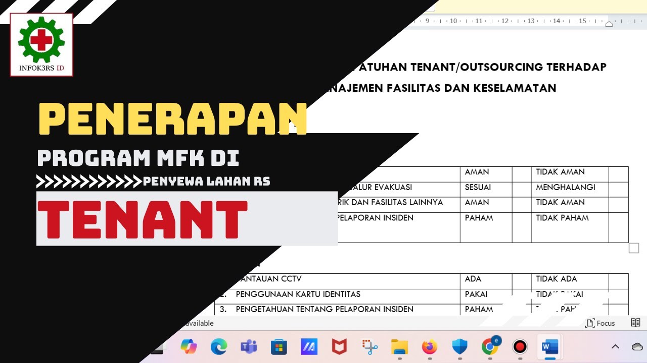 Cara Melakukan Pengawasan Pelaksanaan MFK di Tenant dan Penyewa Lahan | Standar MFK 2 RS