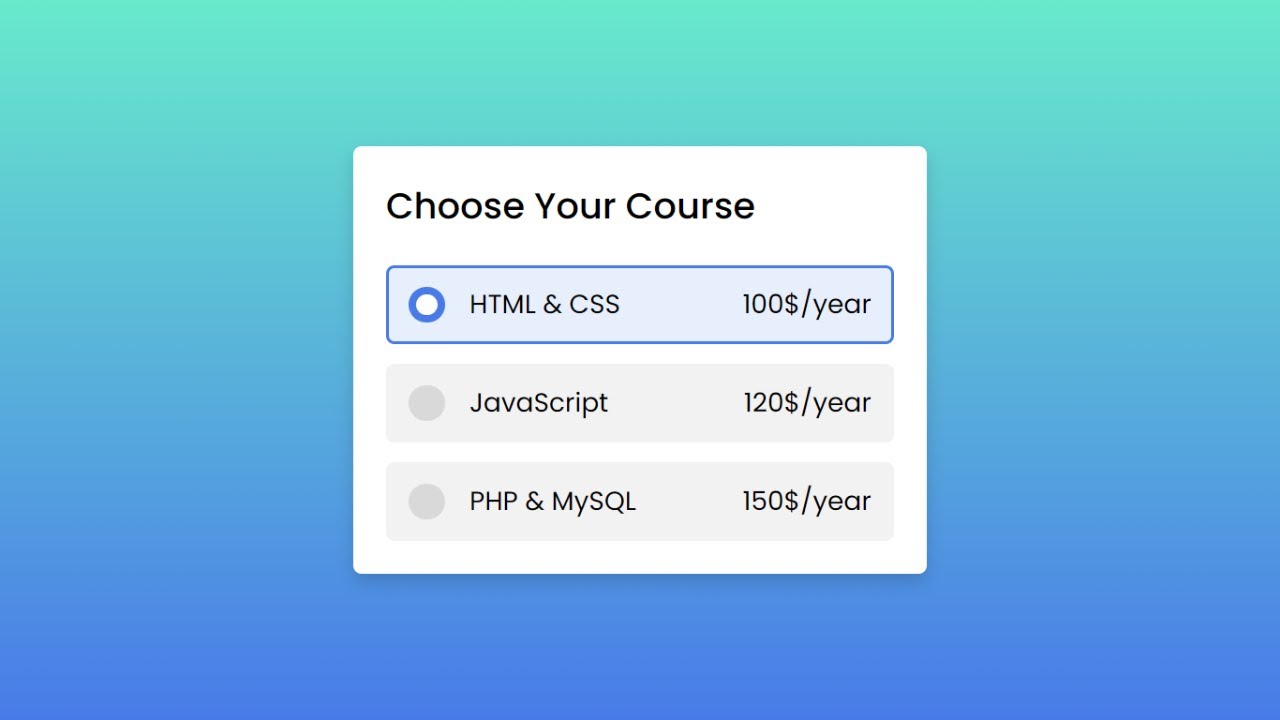 Custom Radio Button in HTML and CSS