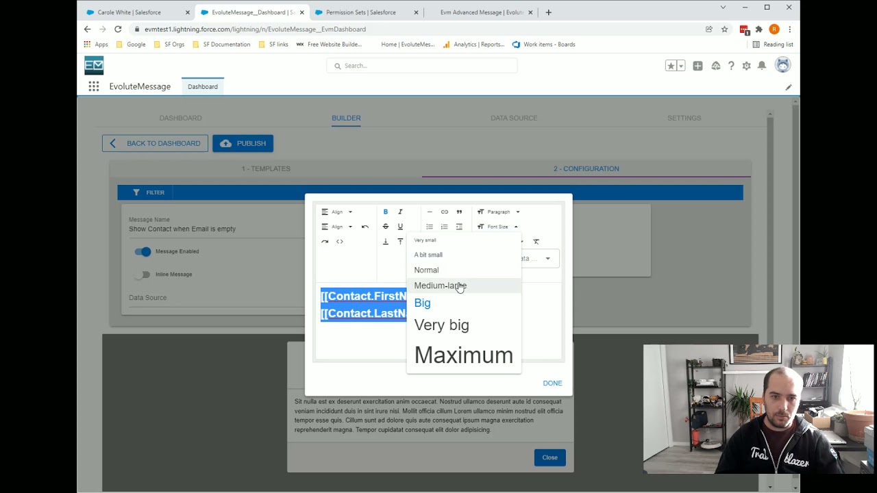 How to add an Advanced Message in Salesforce Record Page - EvoluteMessage