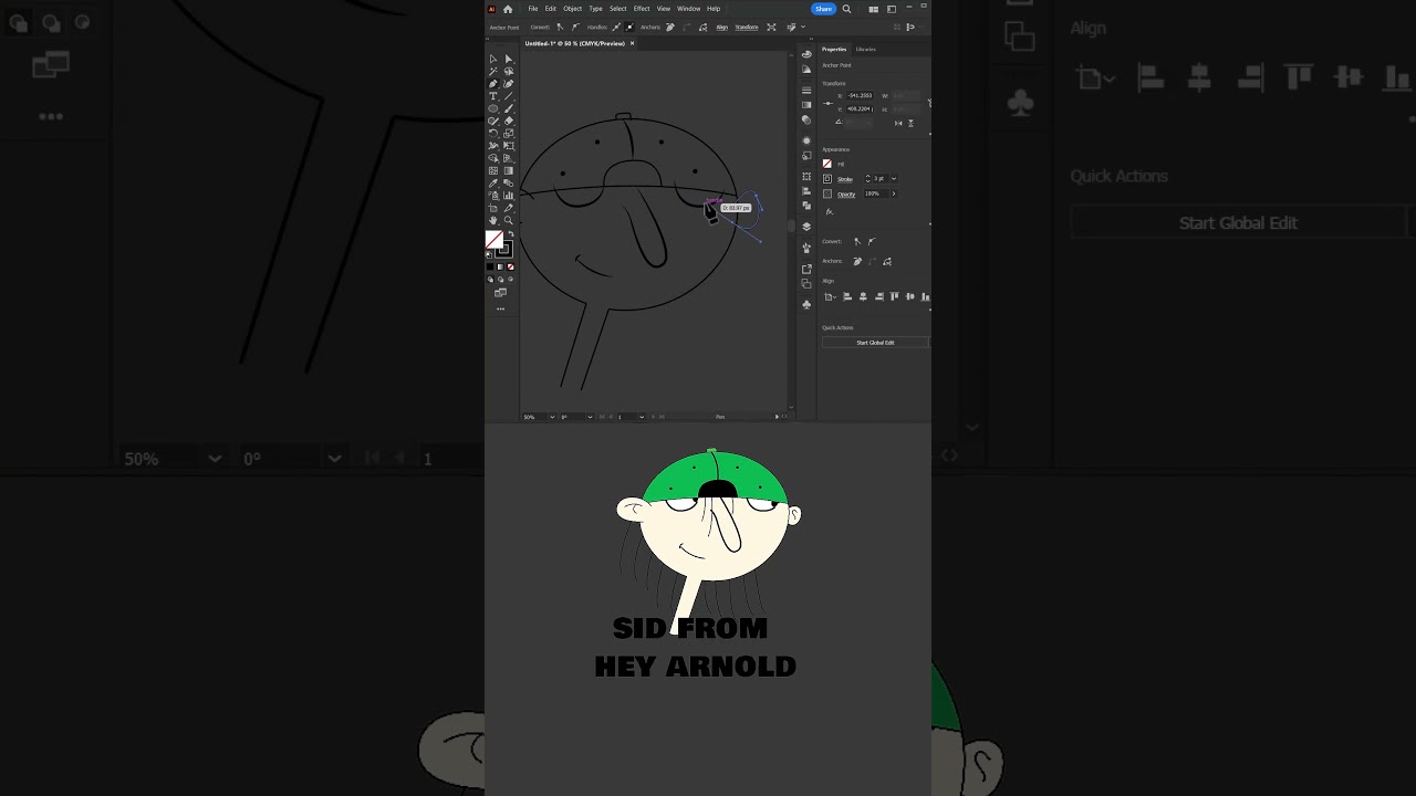How to draw sid from hey arnold in adobe illustrator