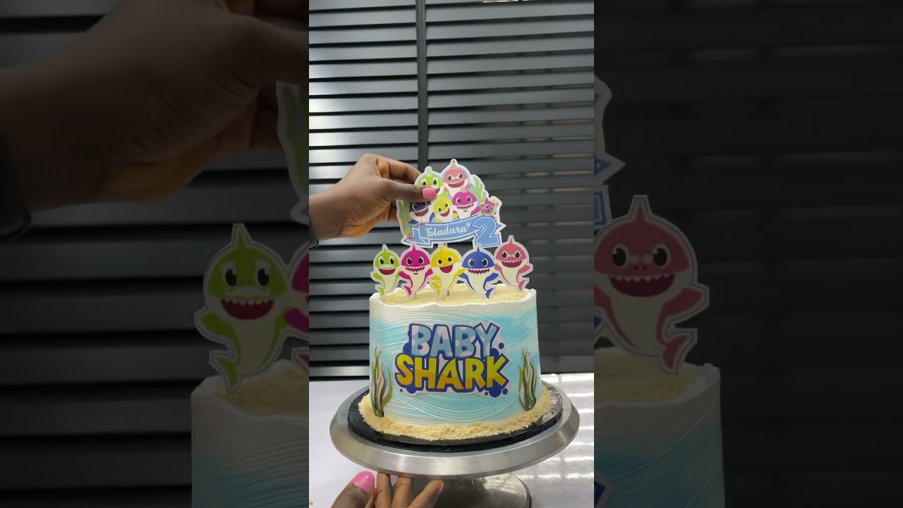 How i made this baby shark themed cake. #cake #cakedecorating #cakedesign