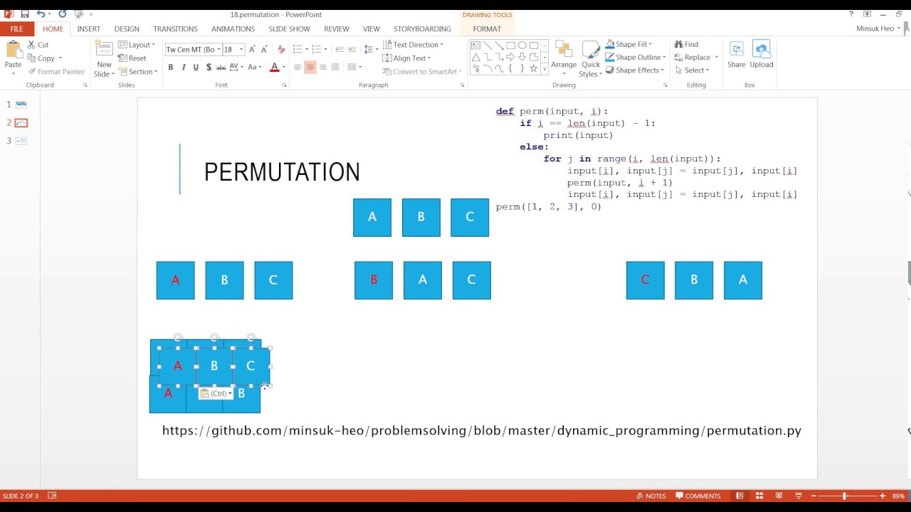Permutation algorithm implementation - python [Imagineer]