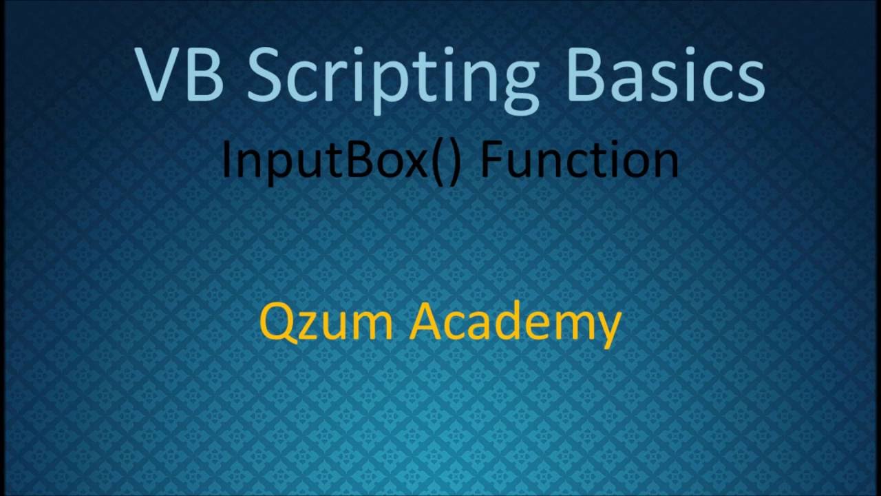 Vbscript InputBox Function
