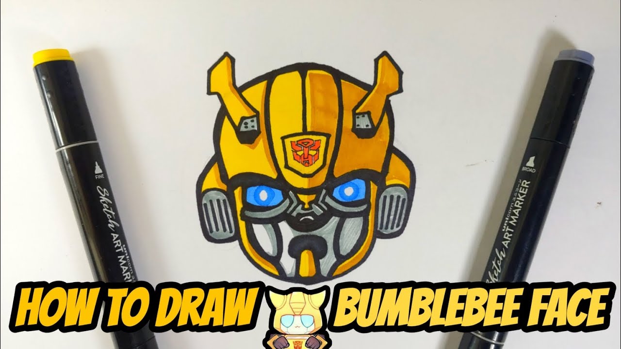 How to draw Bumblebee (FACE) with maker pen / #Transformer
