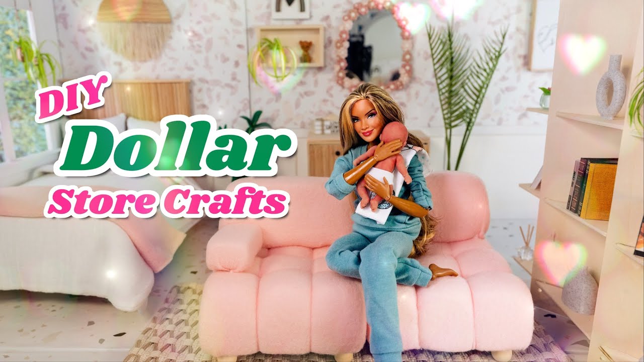 Dollar Store DIY Doll Home Decor: Sofa, Mirror, Room Divider