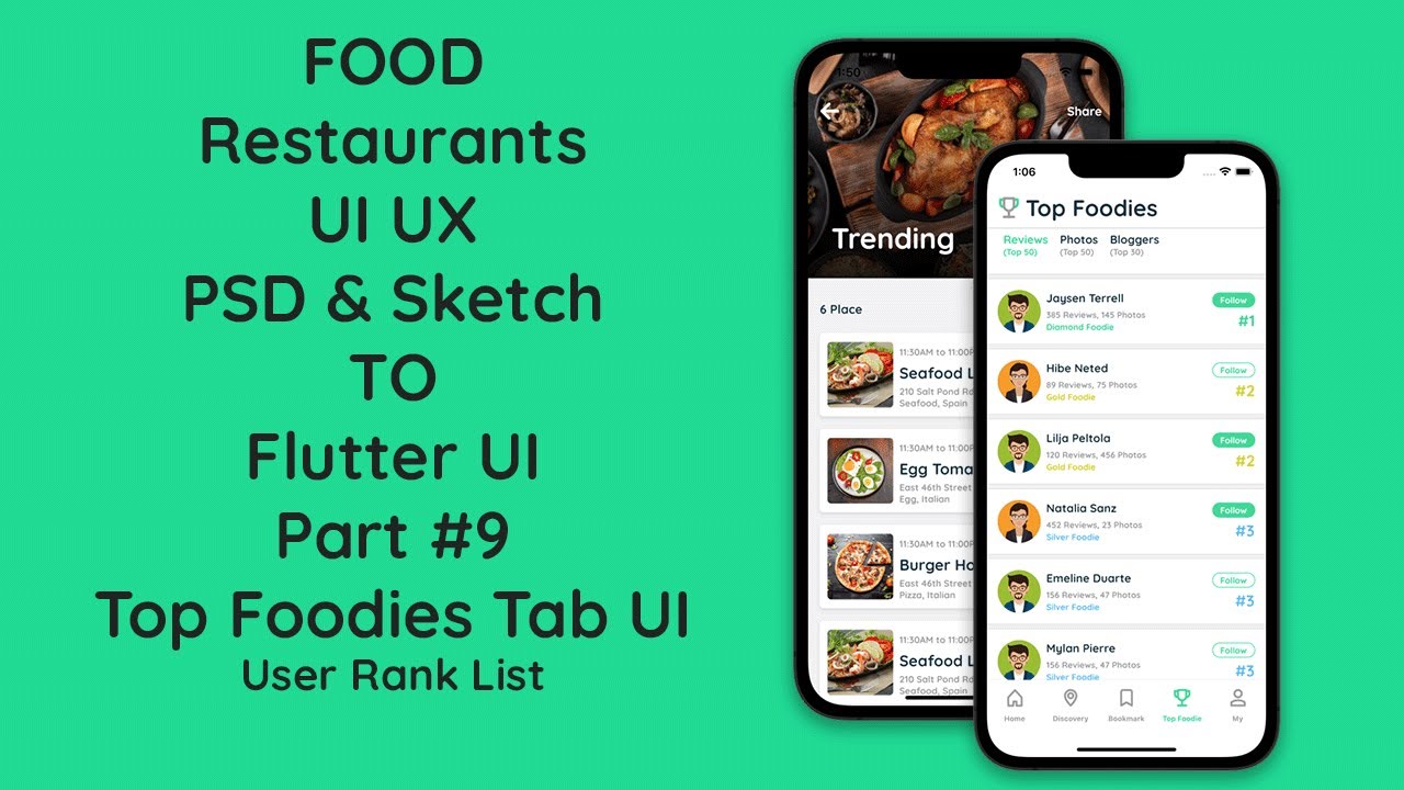 #9 Flutter Food Restaurants App | Top Foodies Tab Tutorial with Source Code [GitHub]