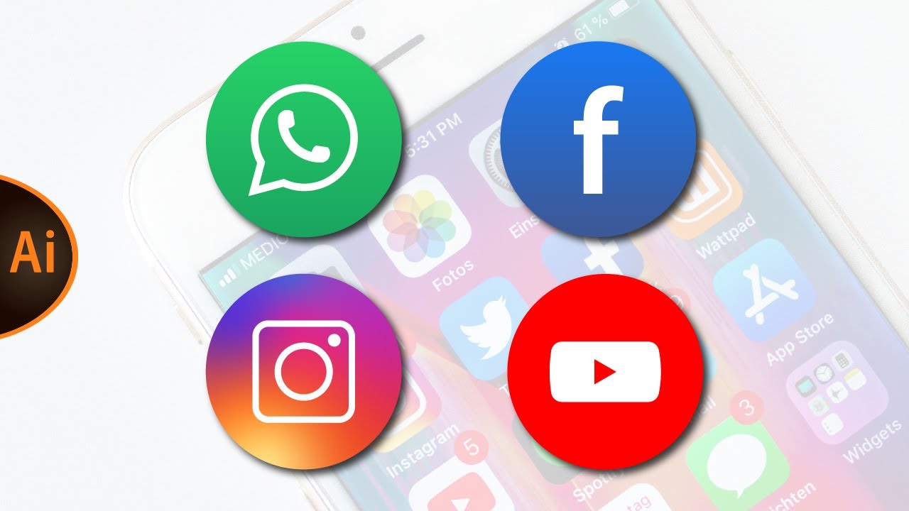 Adobe Illustrator Tutorial for beginners - How to Create social media icons