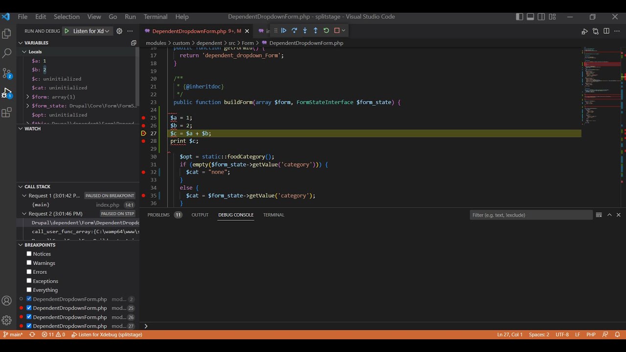 Debug Drupal code with Xdebug in vscode | D4Drupal
