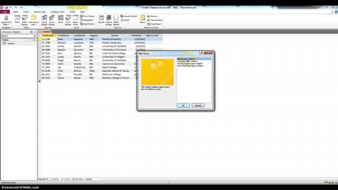 Access Tutorial 1 case 1