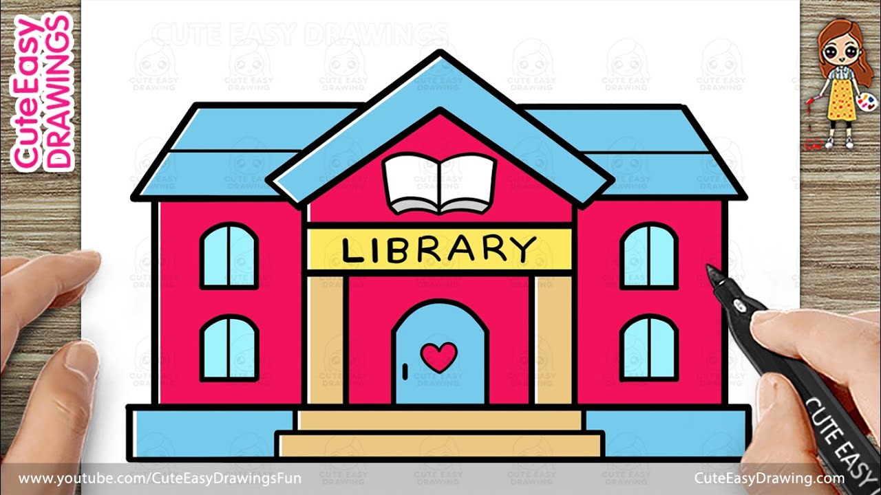 How to Draw a Library (Easy Step-by-Step for Kids & Beginners)