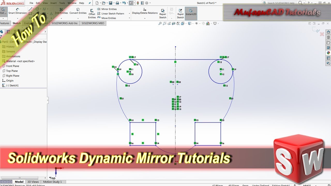 Solidworks Dynamic Mirror Basic Tutorial For Beginner