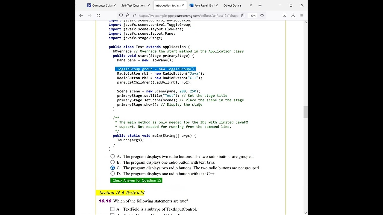 Daniel Liang Java Chapter 16 Multiple Choice Questions Part 1