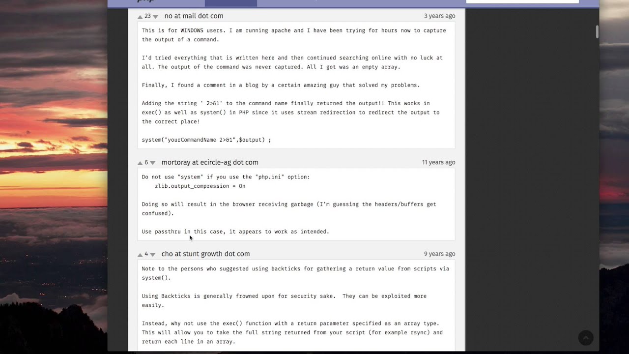 program execution functions in php (part 19 - system)