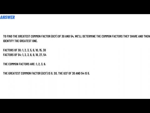 What is the greatest common factor of 30 and 54