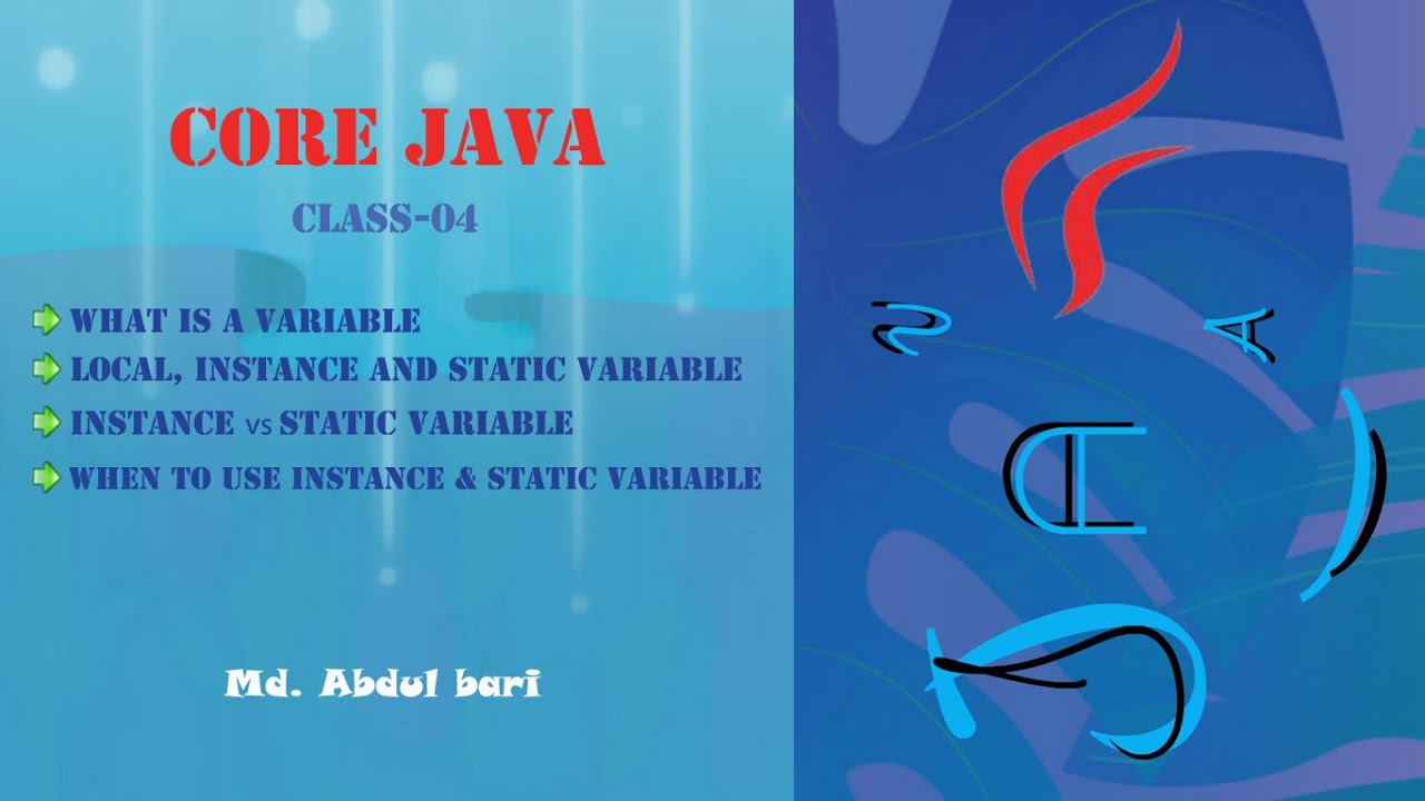 Core Java- Bangla Tutorial(Local, Instance and Static variable)- Class 4