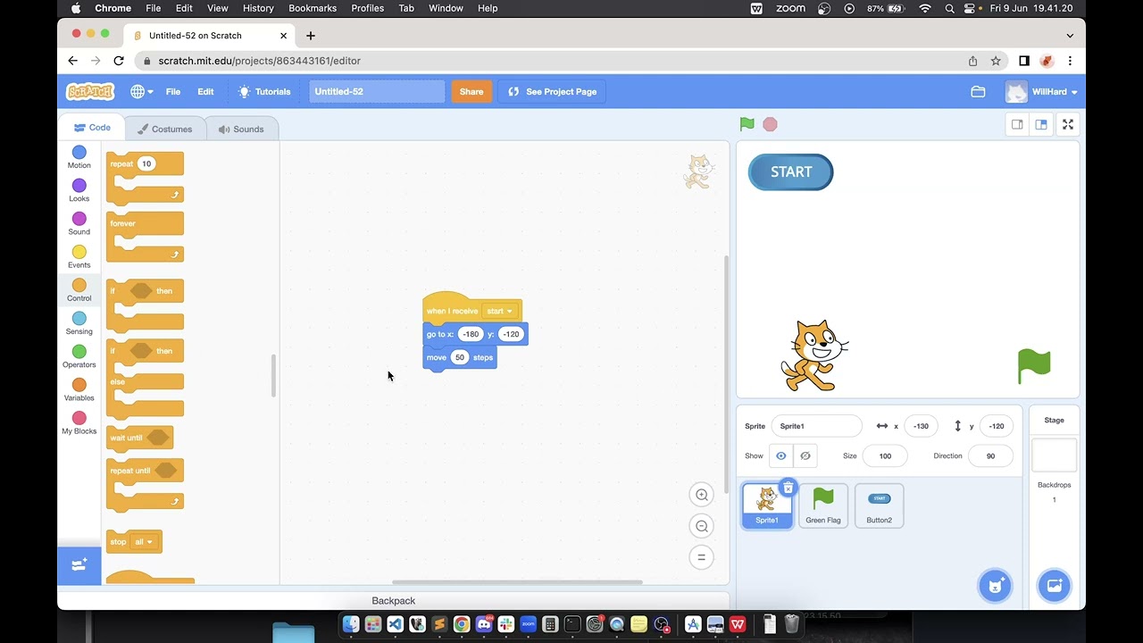 Broadcast and Repeat Until Block Example - Scratch Tutorial