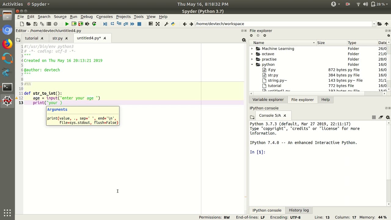 Python Tutorial 4 : Convert String into Int Data Type