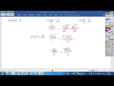 Simplifying Radicals Worksheet #1