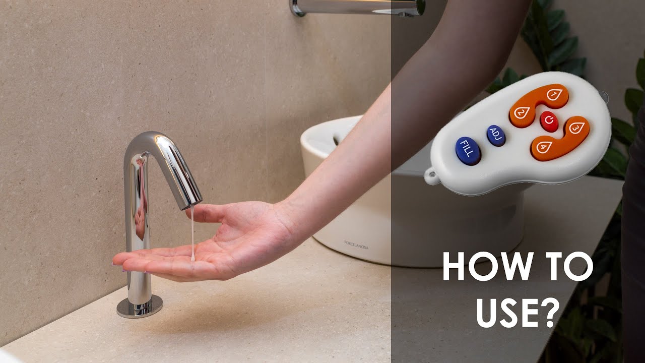 How to use the remote control of the Round Touchless soap/gel dispenser ...