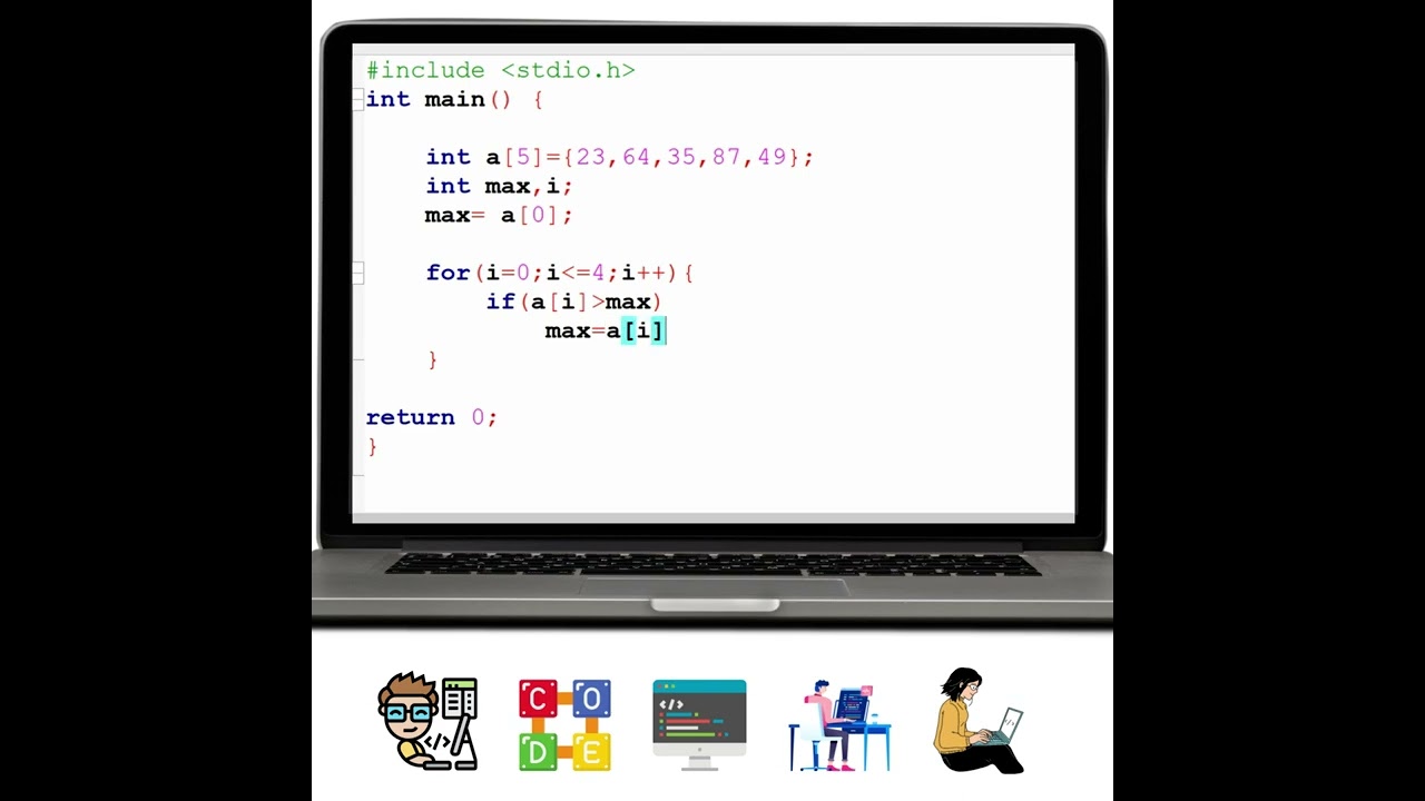 #cprogramming  Code to print maximum value in an Array
