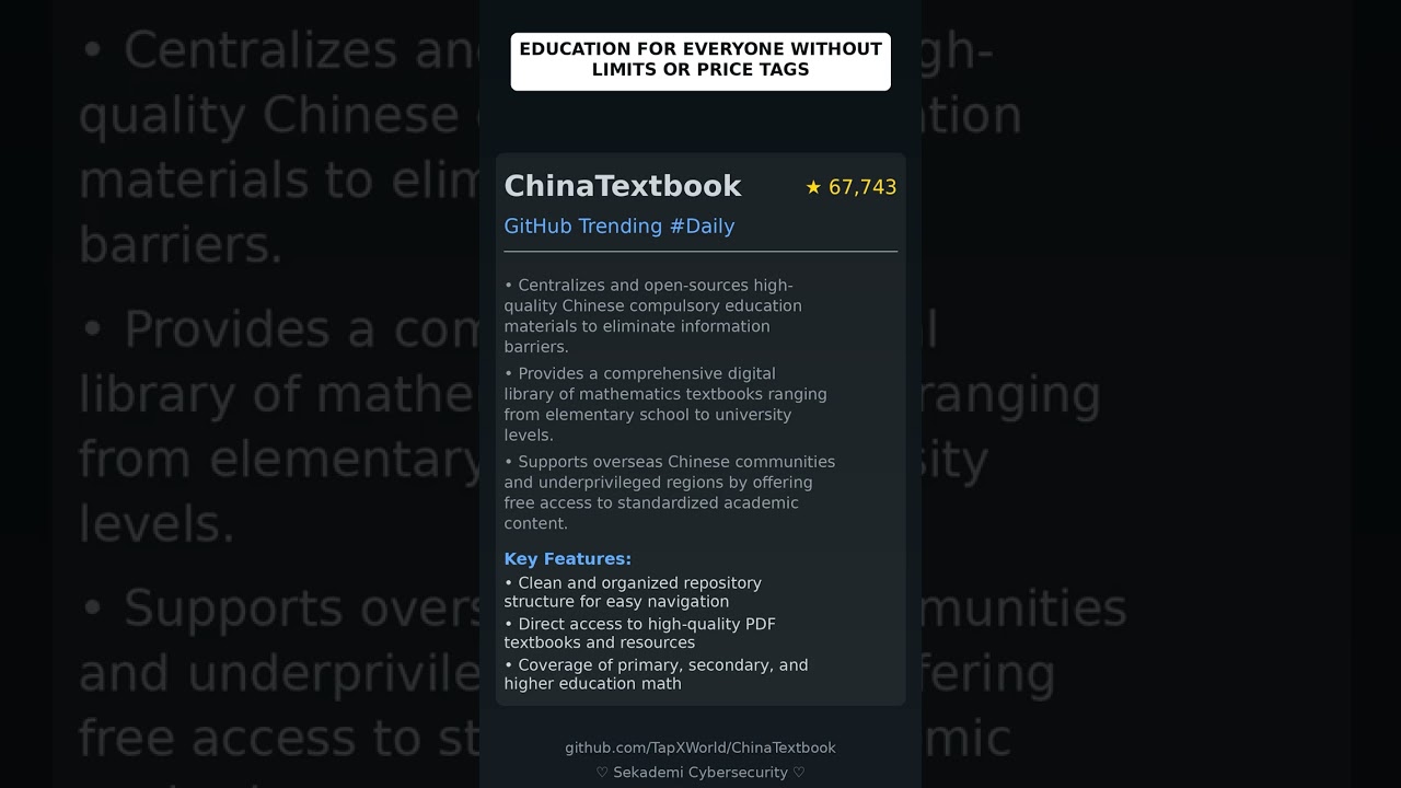 GitHub Trending Repositories: TapXWorld/ChinaTextbook 🇬🇧