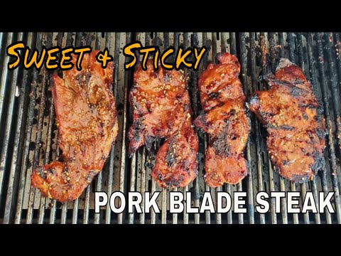 What's cooking with the Bear? Sweet and sticky grilled pork blade steak