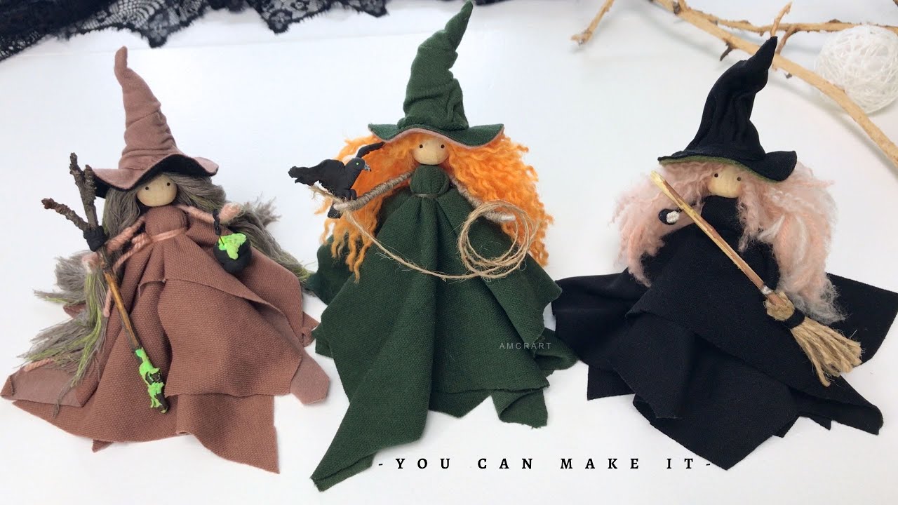 How to make Witch Doll ✨🧙‍♀️ Tutorial for Unique Handmade Gifts | DIY Ideas 🤍 Halloween Crafts