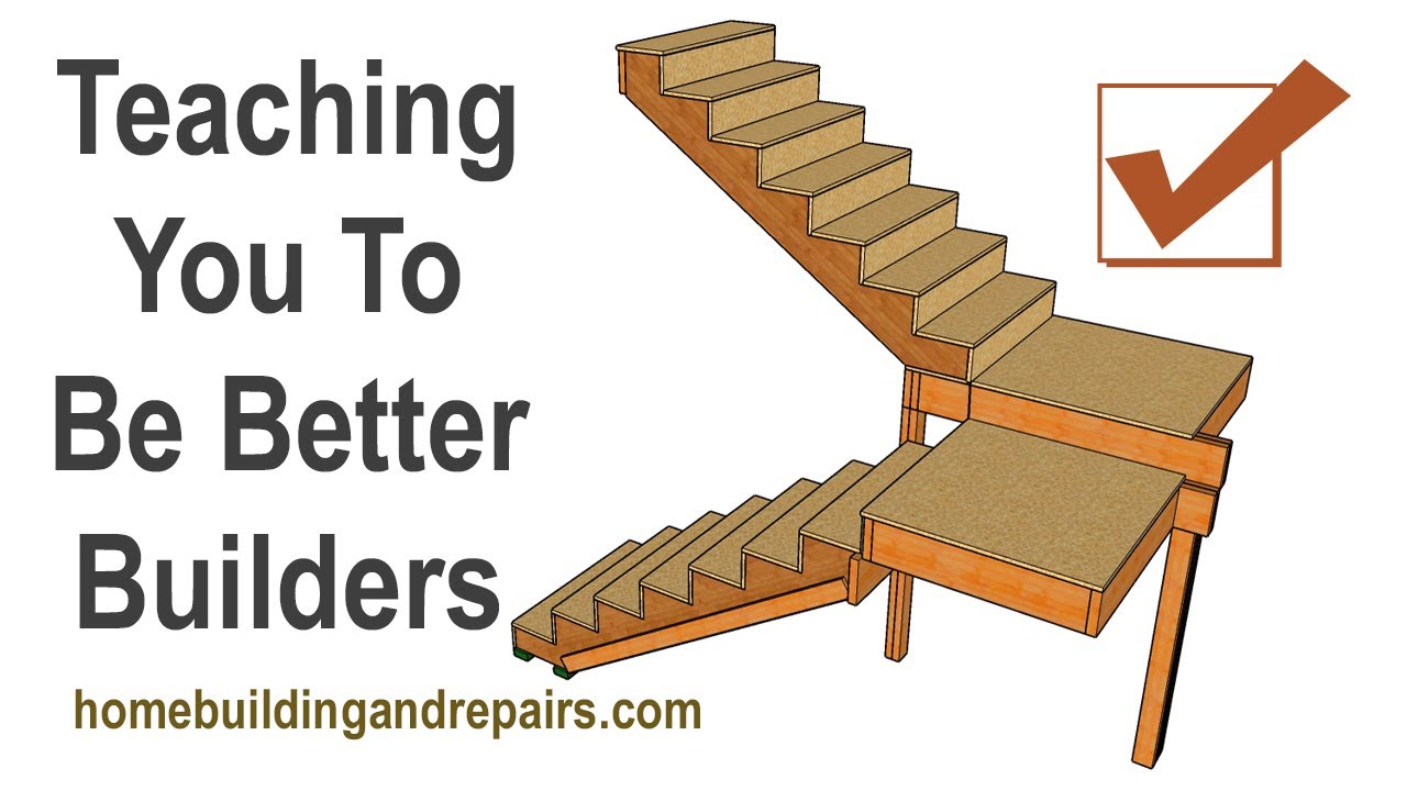 Split Level Landing Stairway Framing And Design Ideas - Two Story Home Building Project