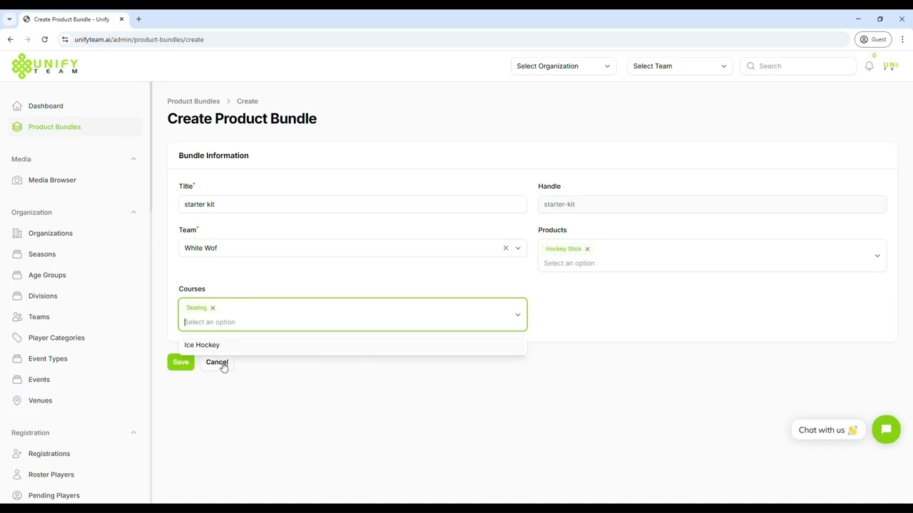 Step-by-Step Guide to Creating Product Bundles in Unify Team.