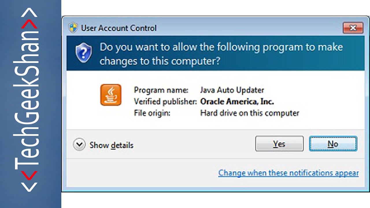 Disable Java Update Notification in Windows 10/8/7