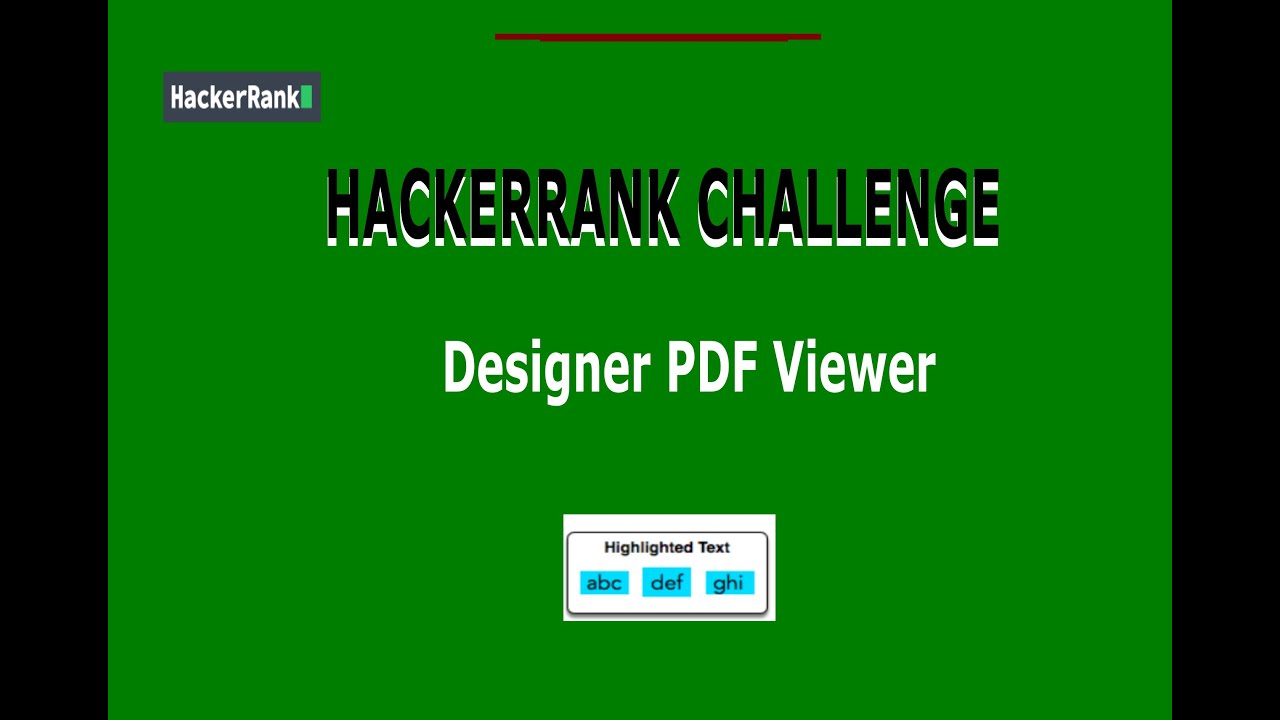 Solve HackerRank Coding Challenge in Java | Designer PDF Viewer