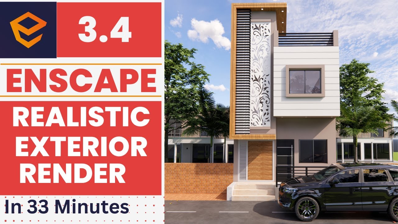 Enscape 3.4 Realistic Exterior Render Tutorial || Enscape For Sketchup Tutorial