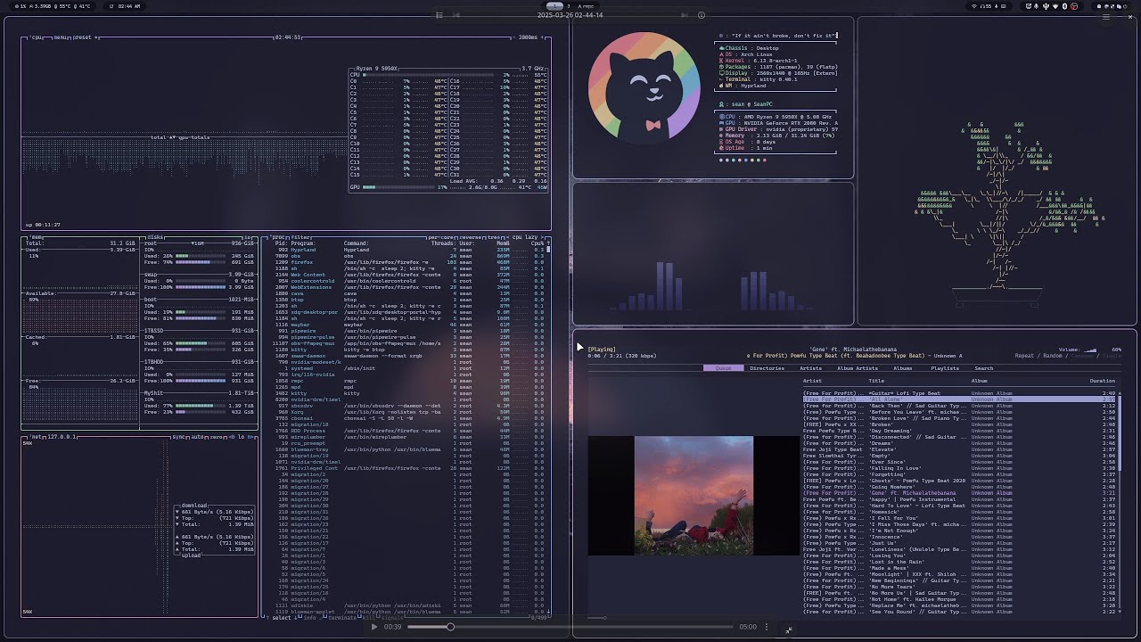 Arch Linux | Hyprland | HyDE | Catppuccin Mocha | With Added Customization.