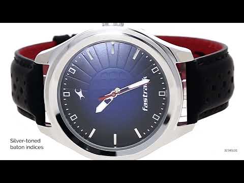Buy Online Fastrack Sunburn Quartz Analog Blue Dial Leather Strap Watch ...