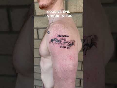 MEMENTO MORI GODS HAND VS SKELETON HAND #tattoo #tattoos #realistic #realistictattoo #blackngrey
