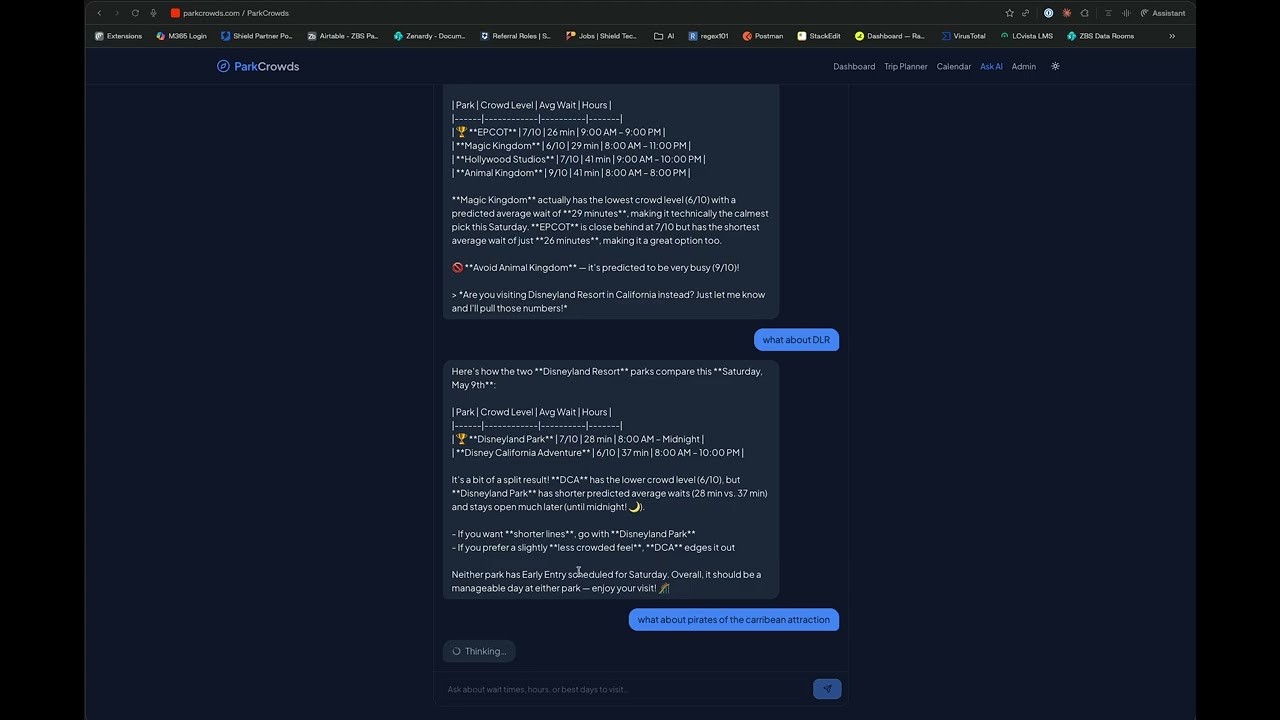 Parkcrowds.com AI chat