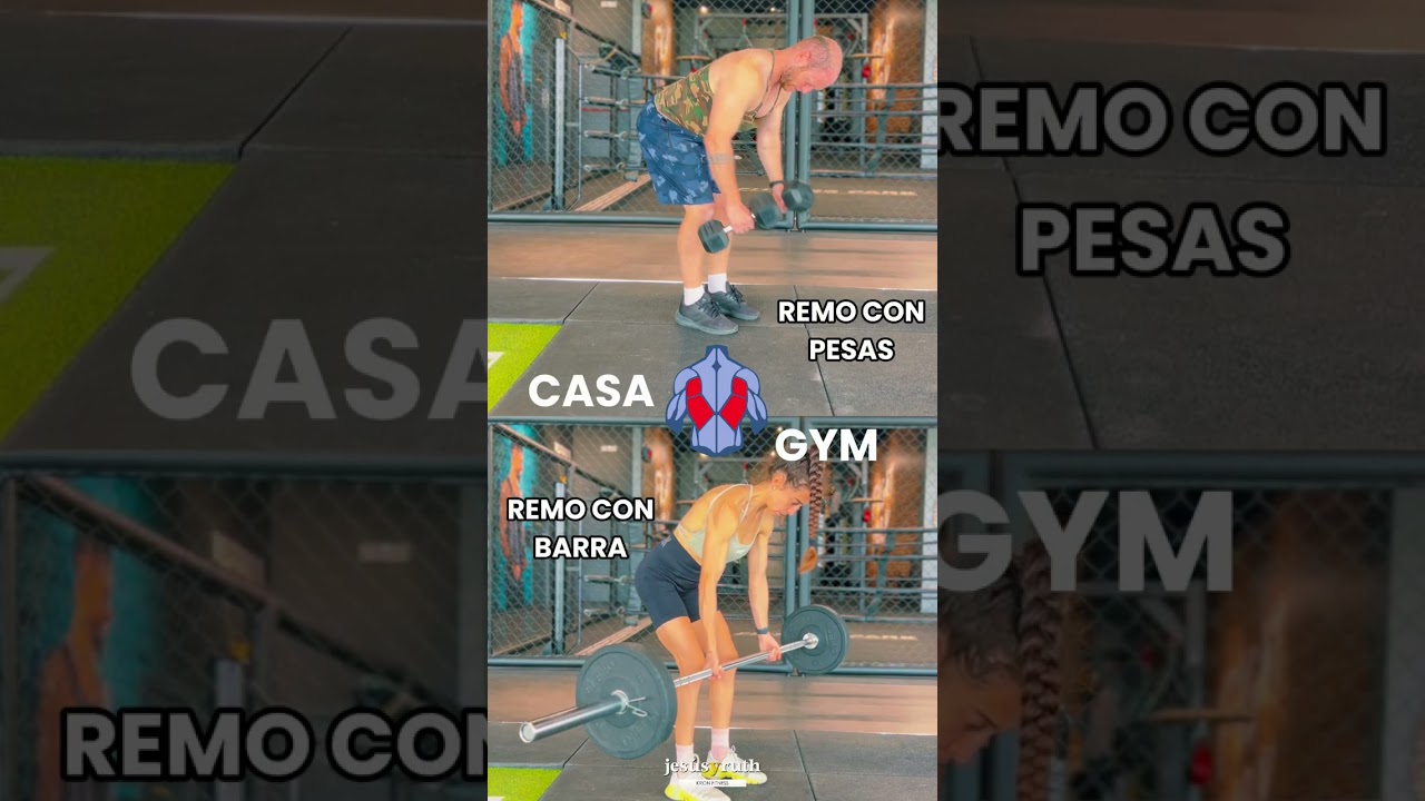 REMO CON BARRA 💪 | CASA vs GYM #espalda #backworkout #homeworkout #entrenaencasa #fit #tecnica
