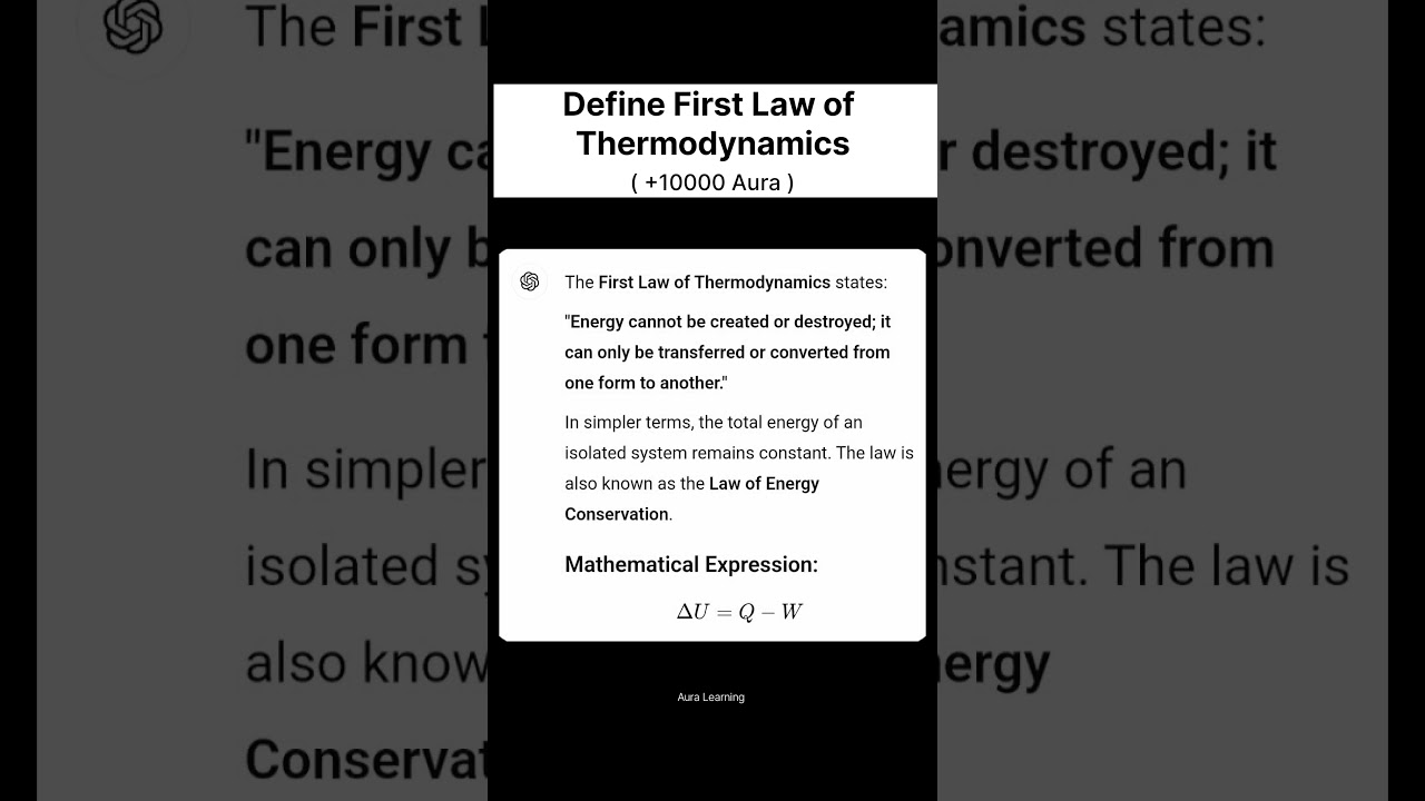 Define First Law of Thermodynamics #science