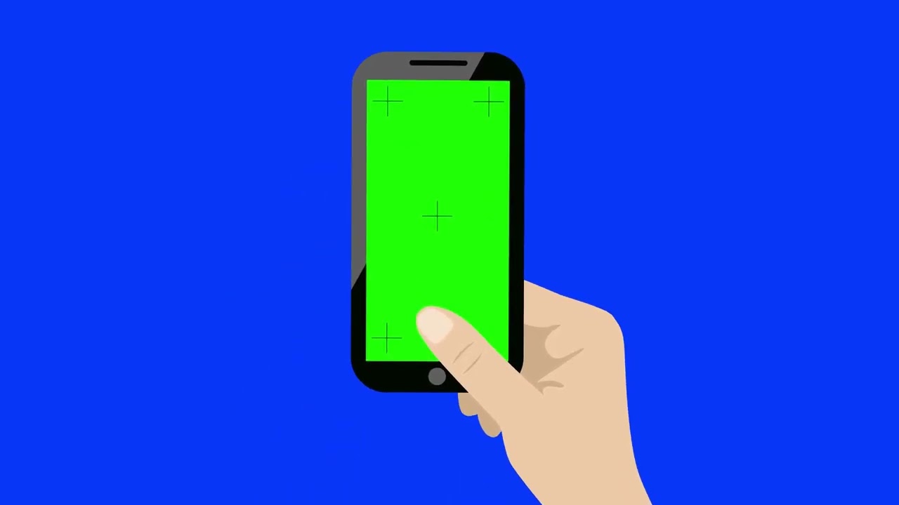 Hand Holding a Smart Phone Vertically With Green Screen