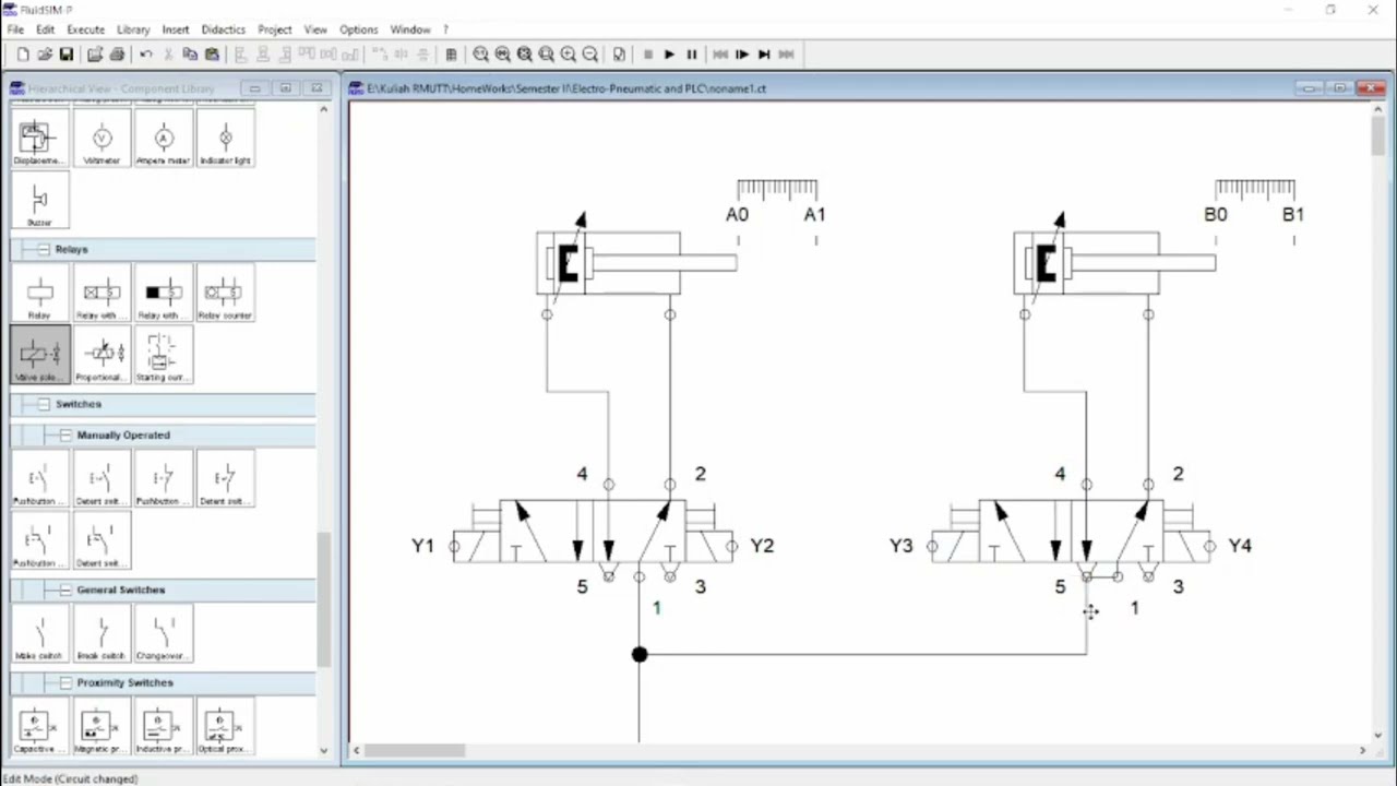 FluidSIM Tutorial : Electro-Pneumatic Cascade Control (A+ A-  B+ B-)